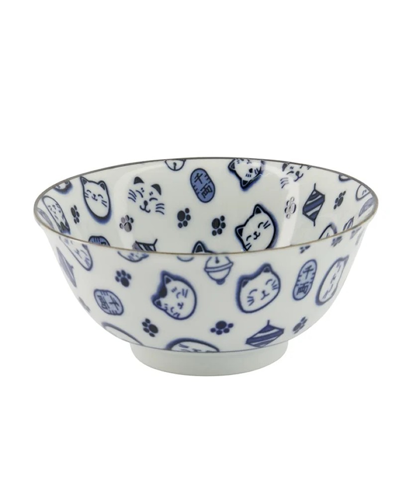 Bol à riz Tokyo Design Lucky Cat | Kawaii blue 300ml 16121 en porcelaine
