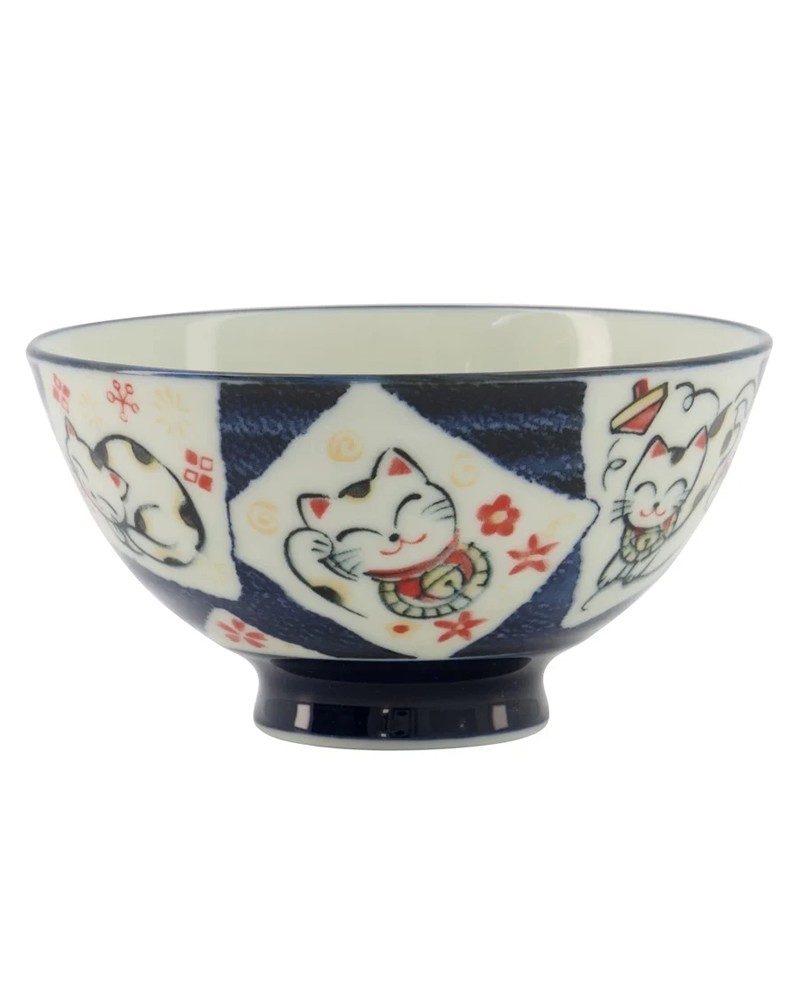 Bol à riz Tokyo Design Lucky Cat | Kawaii dark blue 300ml porcelaine